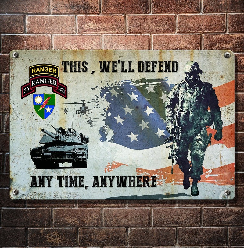 US Army 75Th Ranger Regiment Metal Sign - Veteran UX